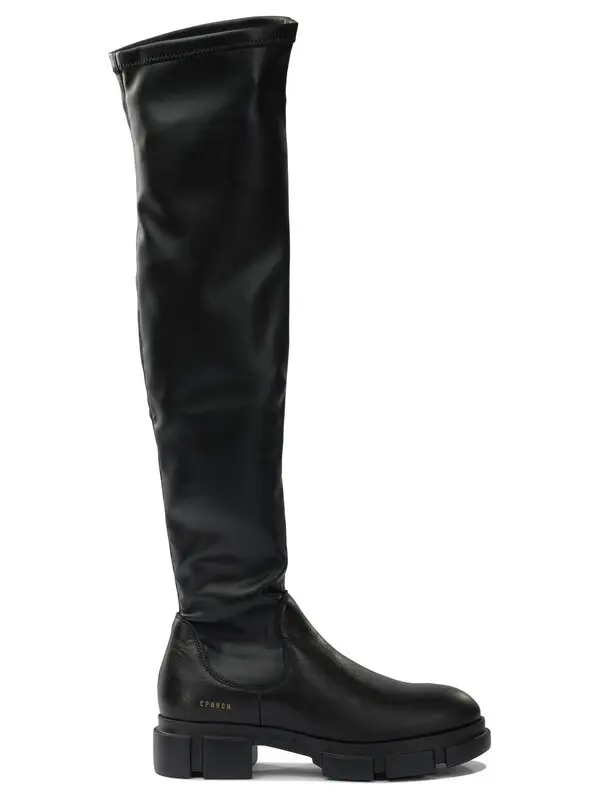 SUMMERY COPENHAGEN Leather Over-the-knee Boots - Black