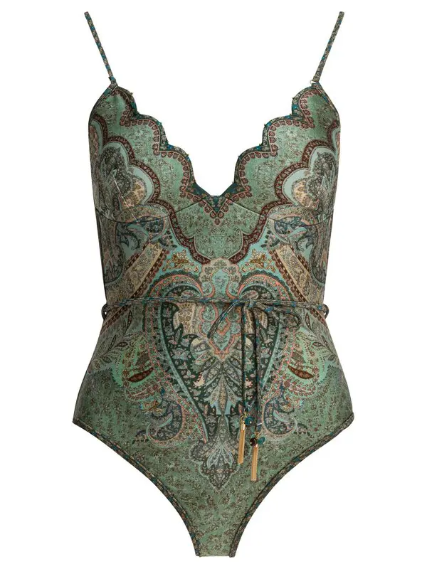 Zimmermann Wanderlust Scallop Swimsuit - Green