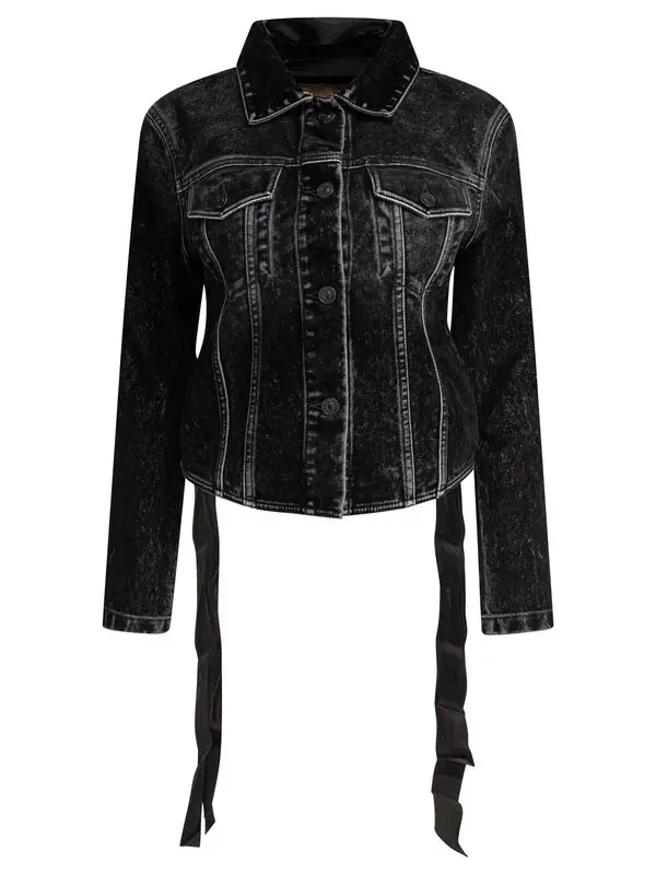 Balenciaga Denim Jacket With Lace-up Back - Black