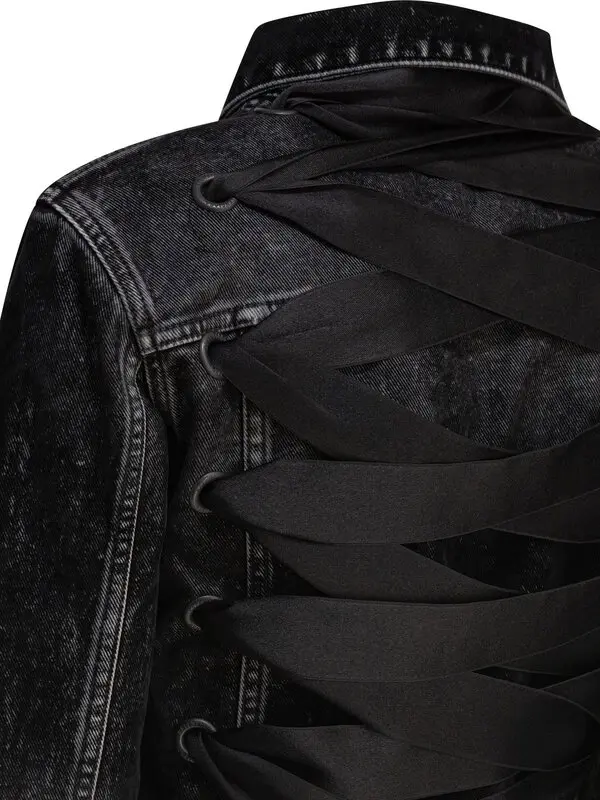 Balenciaga Denim Jacket With Lace-up Back - Black