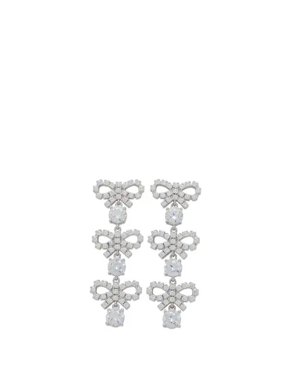 SELF-PORTRAIT Drop Earrings With Bows - Silver