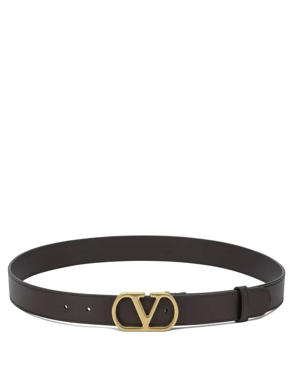 Valentino Garavani Vlogo Leather Belt - Brown