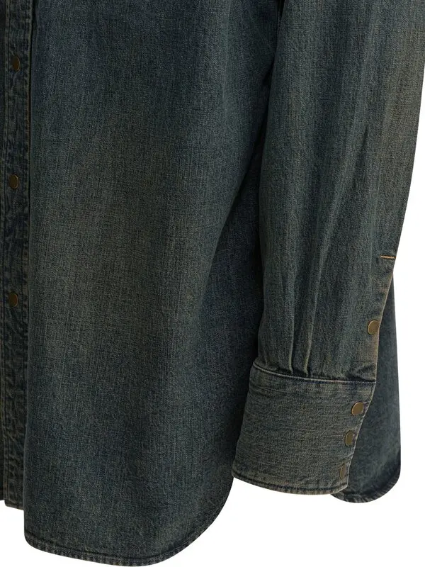 BEAMS Western Double Dye' Shirt - Blue