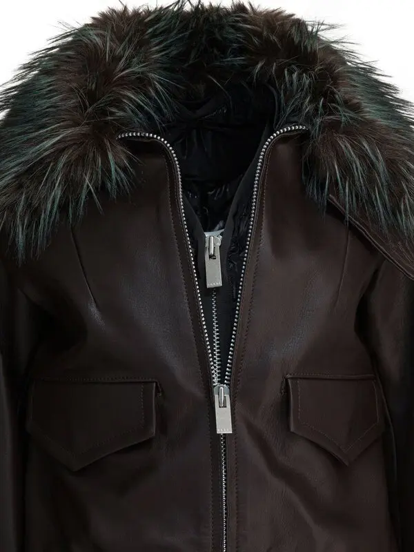 Sacai Convertible Leather Jacket - Brown