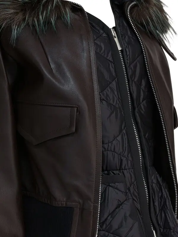 Sacai Convertible Leather Jacket - Brown