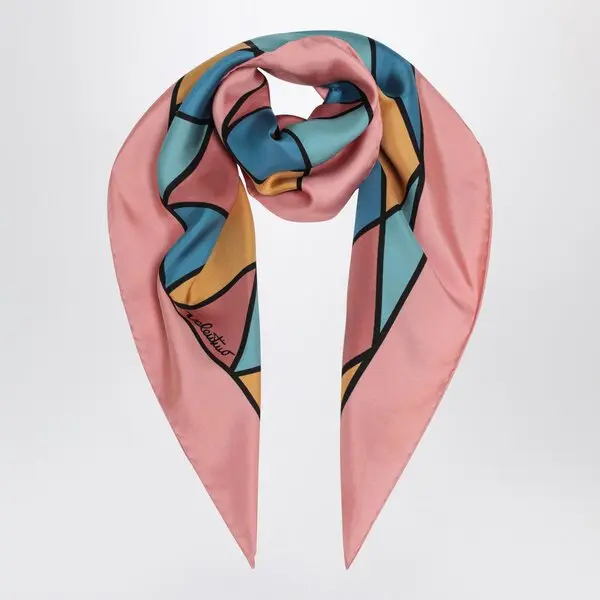 Valentino Garavani Silk Scarf With Colorful Diamond Pattern - Multicolor