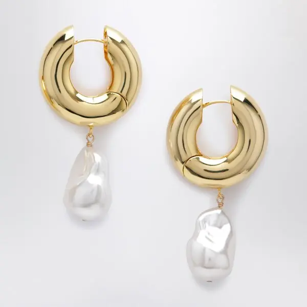 Éliou Pearl Dangle Hoop Earrings - Metal
