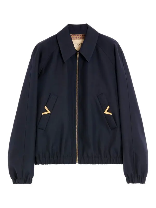Valentino Garavani V Gold Wool Blend Blouson Jacket