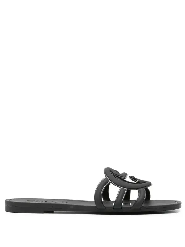 Gucci Gg Interlocking Slides - Black