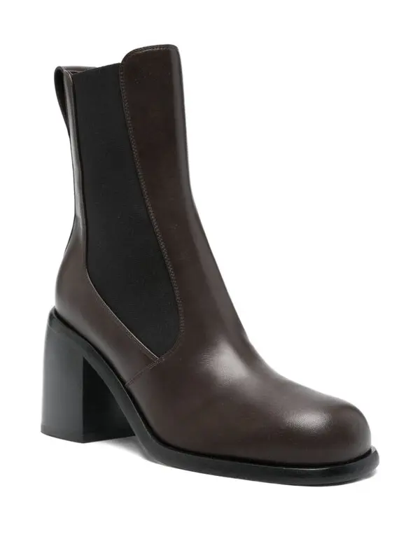 SERGIO ROSSI Leather Heel Boots - Brown