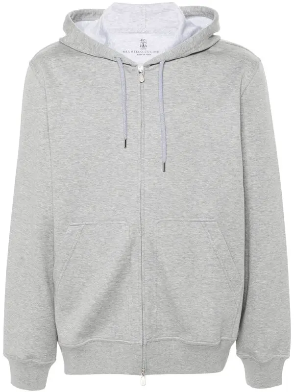 Brunello Cucinelli Cotton-blend Zip-up Hoodie - Grey