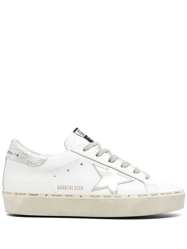 GOLDEN GOOSE Hi Star Leather Sneakers - Silver