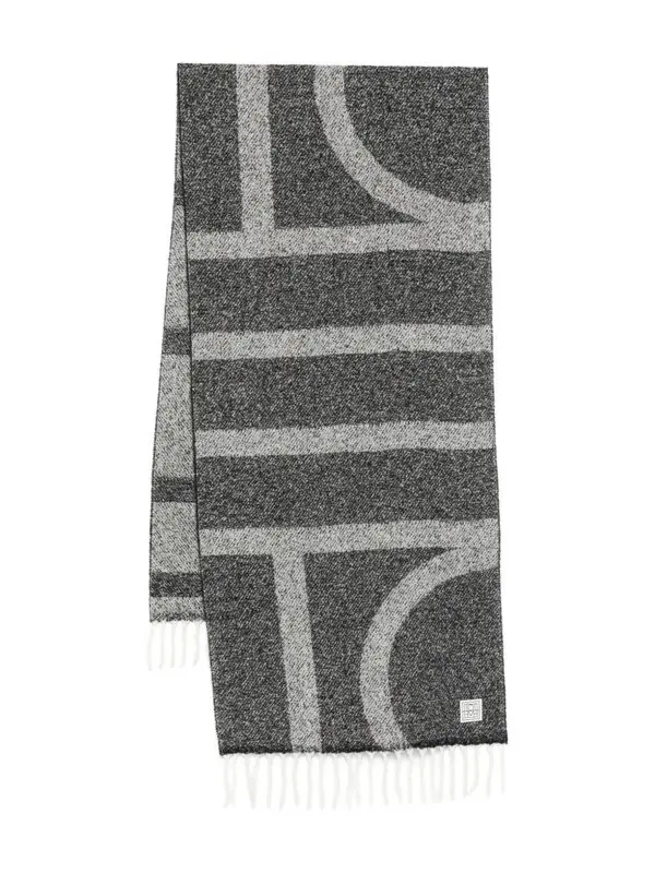 TOTEME Monogram Wool Scarf - Black
