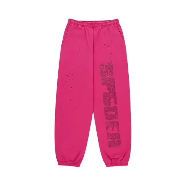 SP5DER Rhinestone Silk Sweatpant - Pink