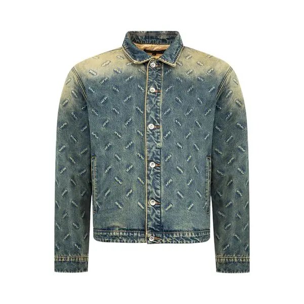 WHO DECIDES WAR Thread Plate Trucker Jacket - Blue