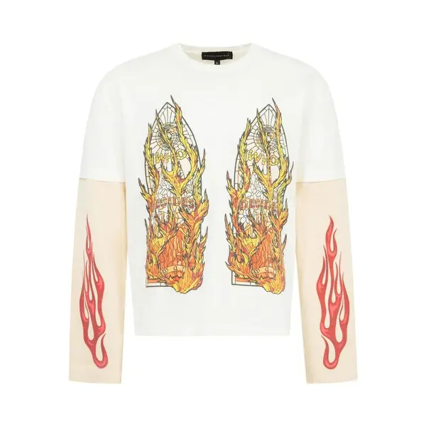 WHO DECIDES WAR BY EV BRAVADO Flame Glass Double Jersey - White