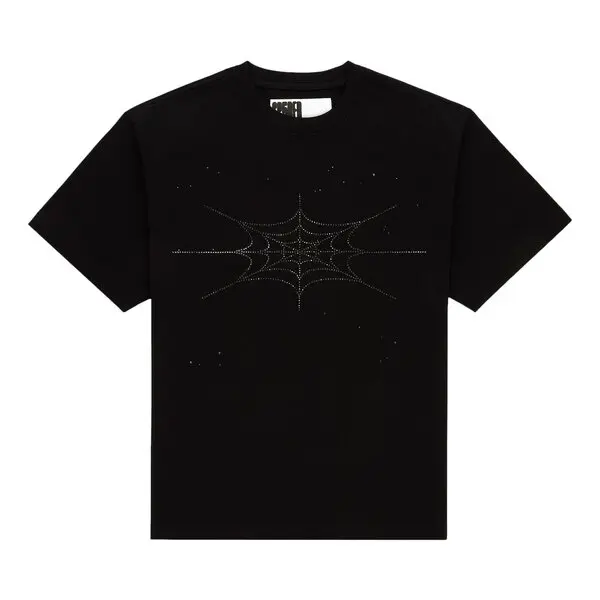 SP5DER Rhinestone Silk Tee - Black