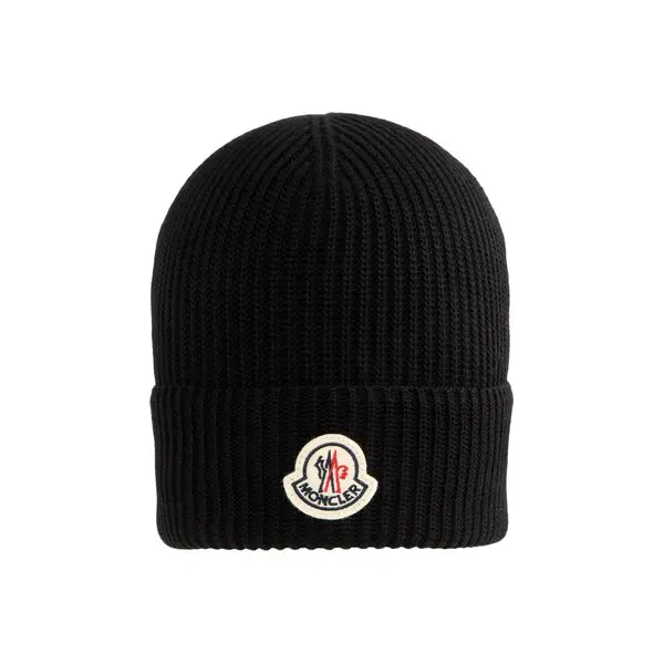Moncler Ribbed Beanie - Black