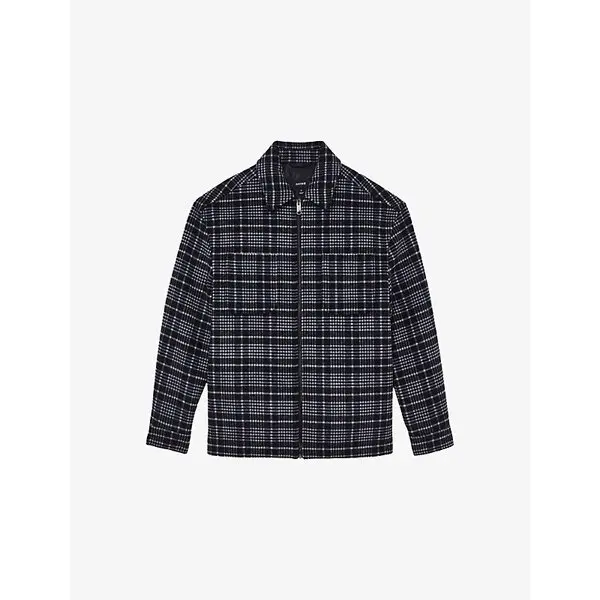 REISS Vitarli Checked Padded Wool-blend Overshirt