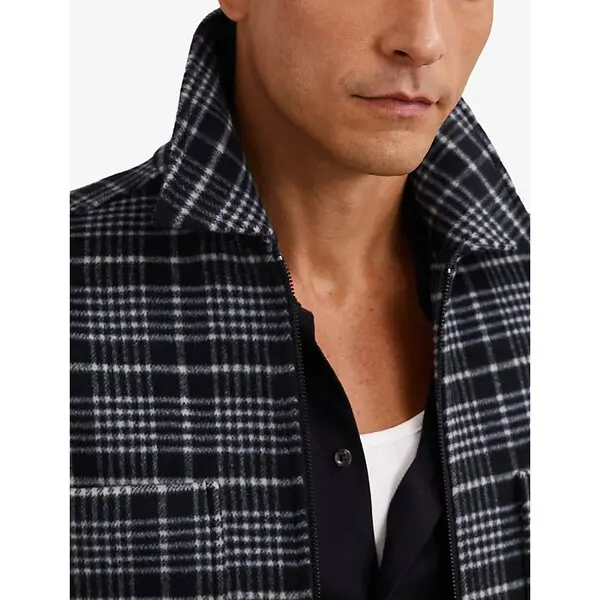 REISS Vitarli Checked Padded Wool-blend Overshirt