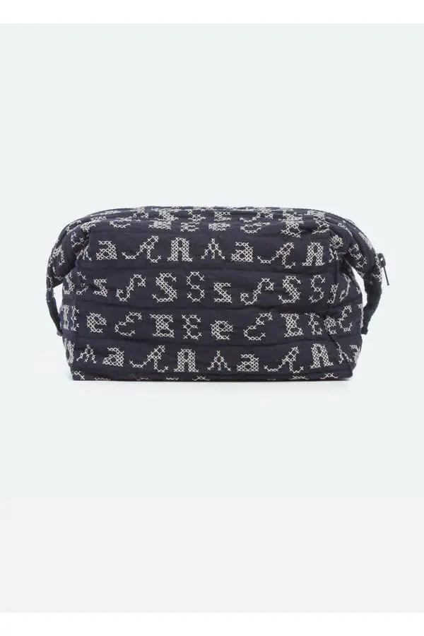 Sea Embroidered Kit Cosmetic Bag - Navy