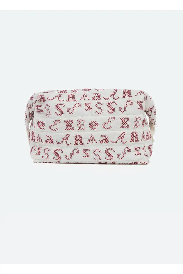 Sea Embroidered Kit Cosmetic Bag - Red