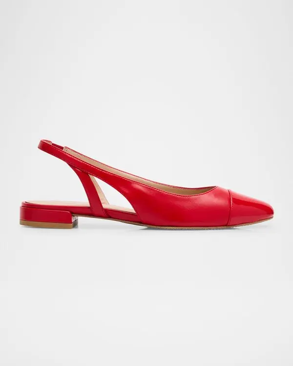 STUART WEITZMAN Leather Slingback Ballerina Flats - Cherry