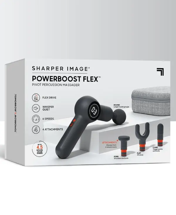 SHARPER IMAGE Powerboost Flex Pivot Percussion Massager - Gray