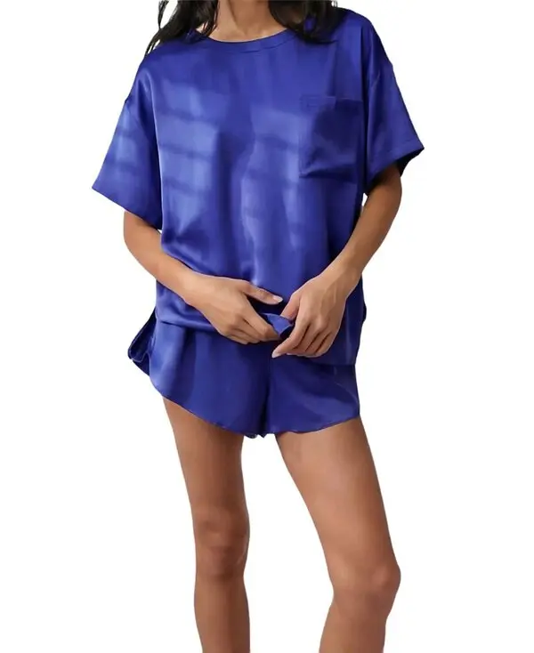 Lunya Silk Tee Short Set - Cobalt Dream
