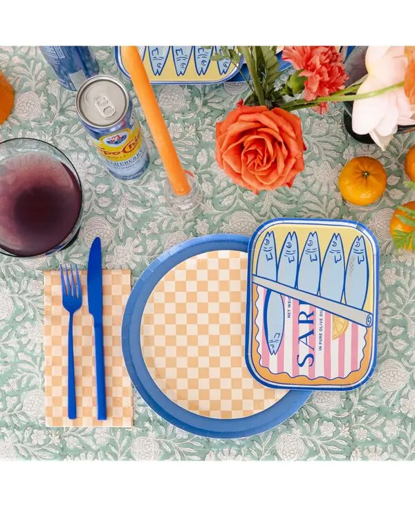 JOLLITY & CO Le Dinner Sardine Can Paper Dinner Plates, Set Of 8 - Multicolor