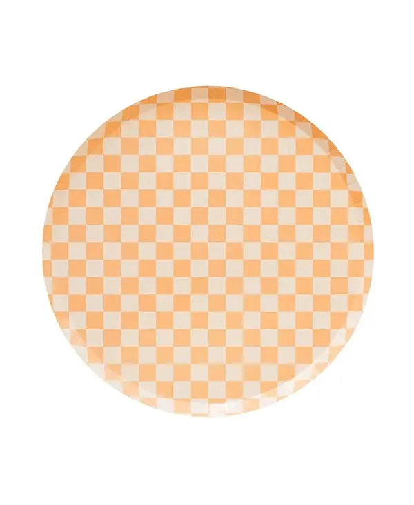 JOLLITY & CO Checkered Paper Dinner Plates, Set Of 8 - Peaches And Cream (peach)