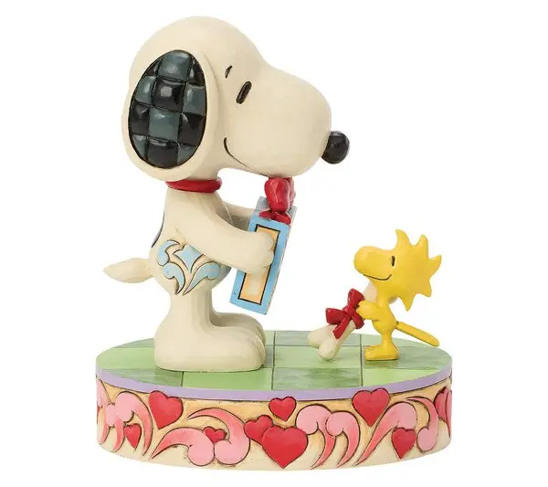 JIM SHORE Peanuts Snoopy And Woodstock W Gif Ts Figurine 5.3 - One-color