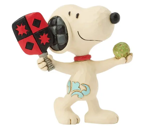 JIM SHORE Peanuts Snoopy Playing Pickleball Mini Figurine - One-color