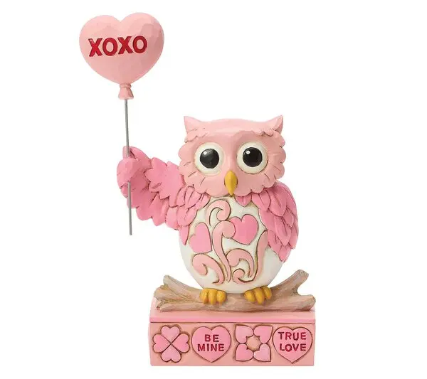 JIM SHORE Sweethearts Owl With Balloon Figurine 5in H - One-color