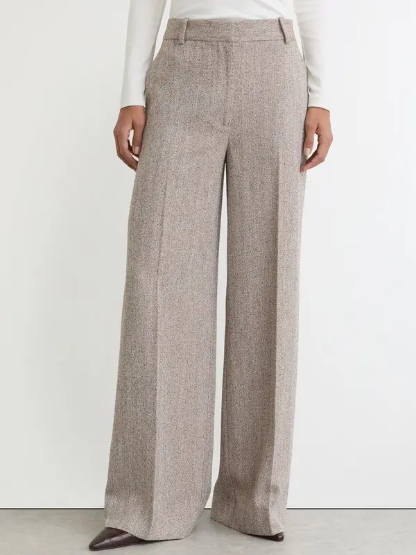 REISS Isla Wide-leg Textured Trousers