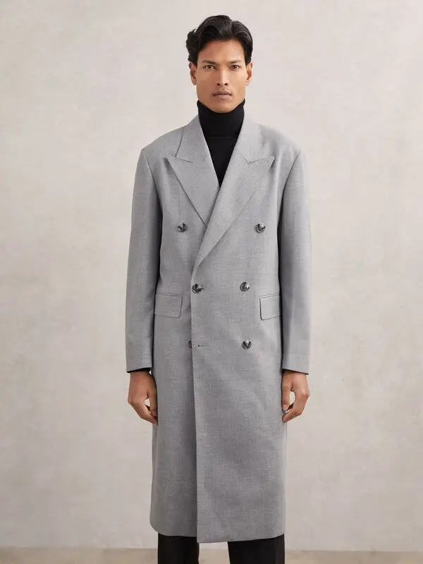 REISS Smarter Double-breasted Relaxed-fit Overcoat