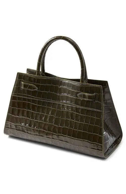 Veronica Beard Dash Croc Embossed Leather Top Handle Bag