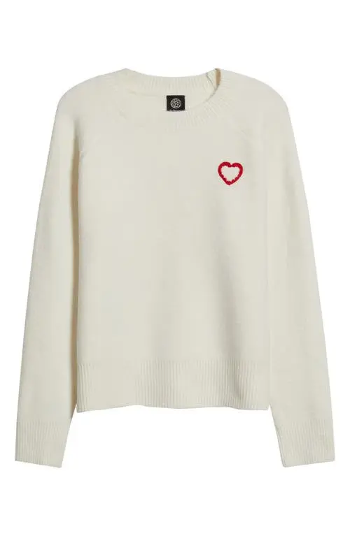 Bobeau Embroidered Heart Sweater