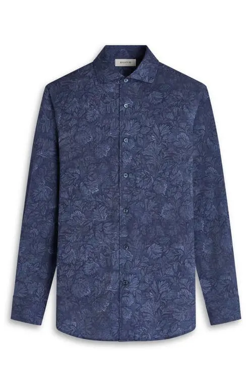 Bugatchi Alvin Shaped Fit Leaf Print Button-up Shirt