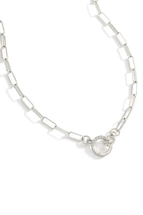 MINT & LILY Pave Paperclip Chain Necklace - Silver