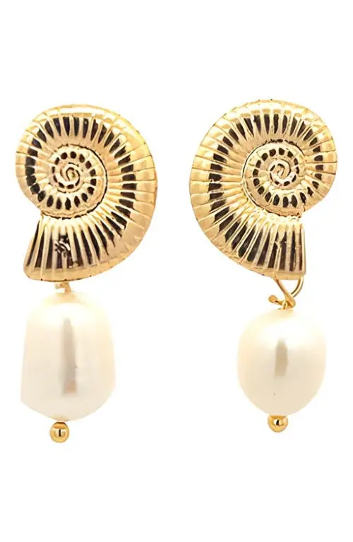 MACRAE & CO. X Sharina Seashell Faux Pearl Drop Earrings - Gold