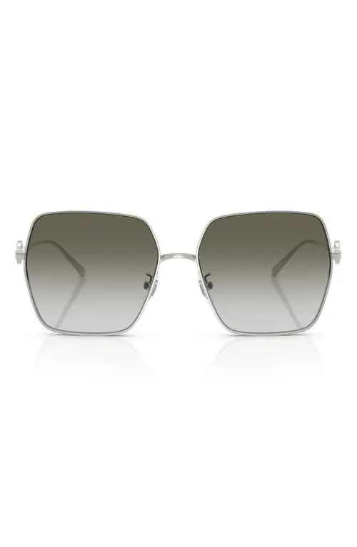 Tory Burch 58mm Gradient Square Sunglasses - Silver/grey Green Gradient