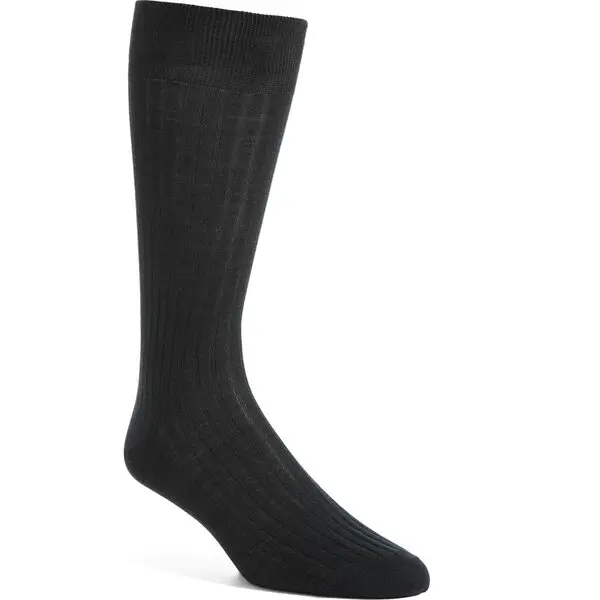 Canali Ribbed Wool Blend Socks - Navy