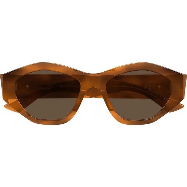 Bottega Veneta 53mm Geometric Sunglasses - Havana