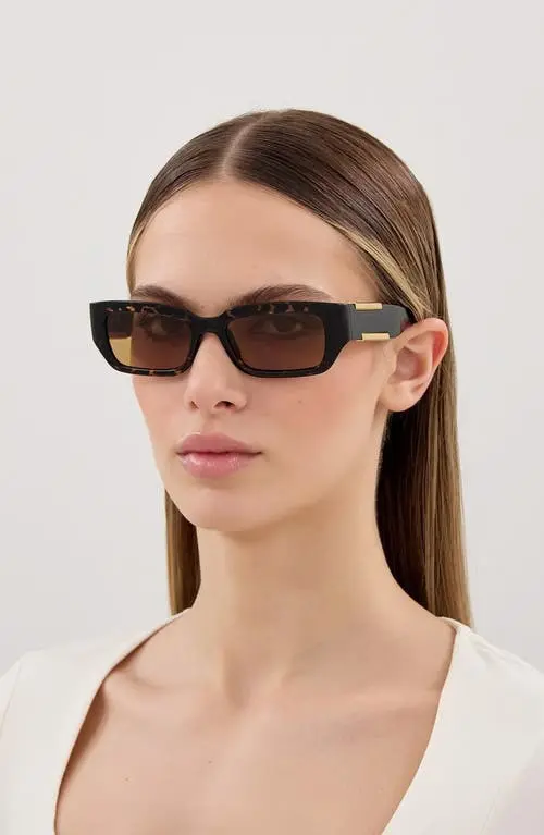 Bottega Veneta 53mm Rectangular Full Rim Sunglasses - Havana