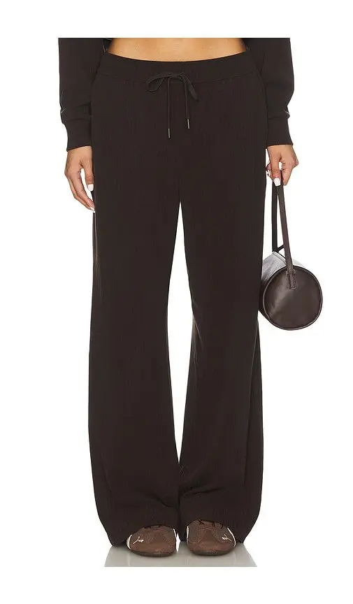Beyond Yoga Breathe Easy Ribbed Wide Leg Pant - Dark Chocolate