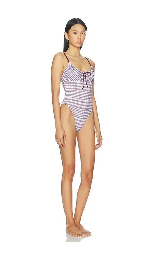 Good American Plaid Drawstring One Piece Swimsuit