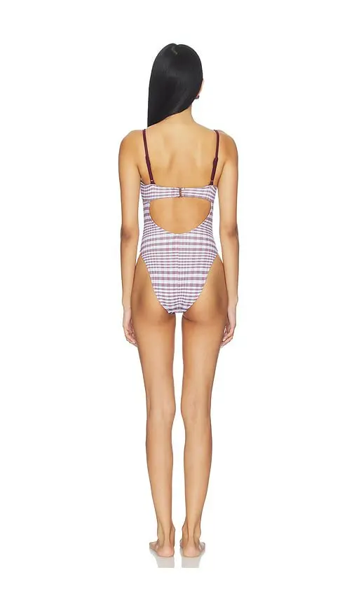 Good American Plaid Drawstring One Piece Swimsuit