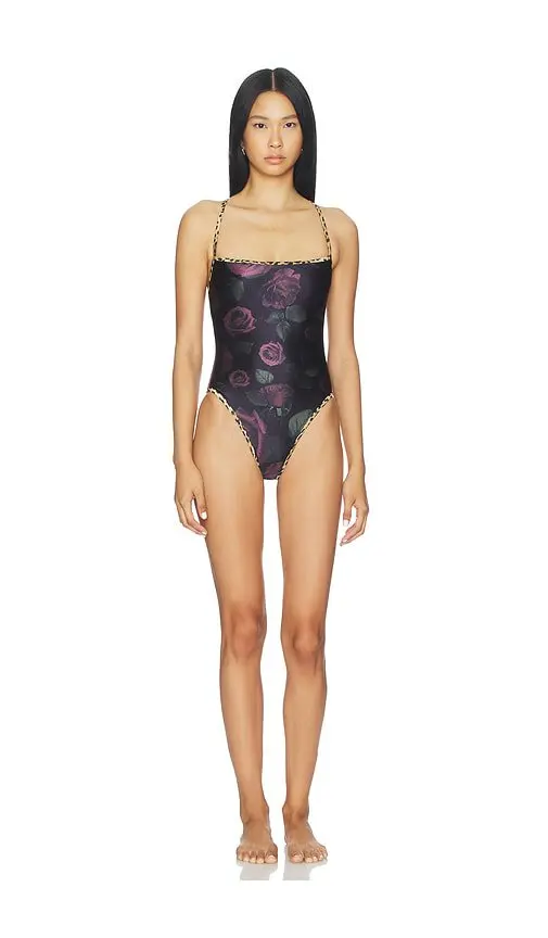 Good American Reversible Lace Up One Piece Swimsuit - Lucky Roses