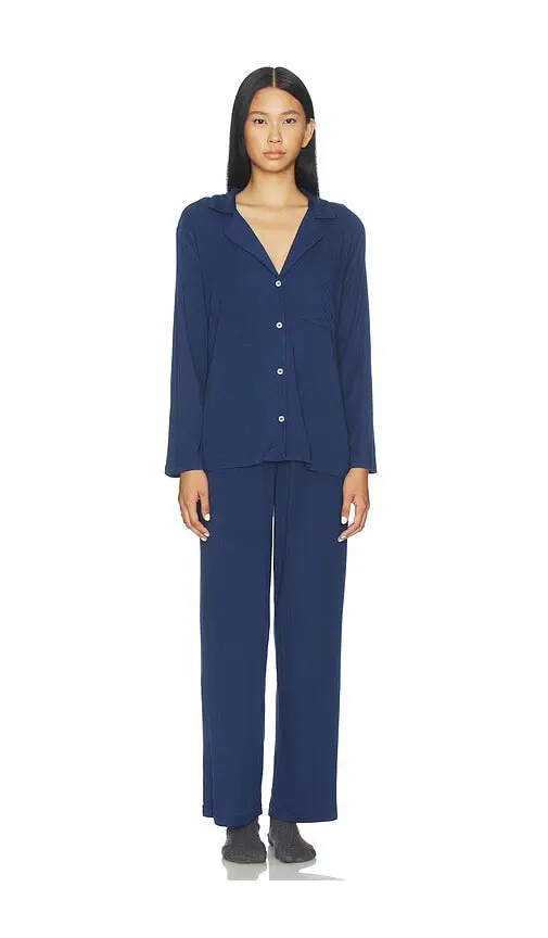 Eberjey Gisele Rib The Long Pj Set - Navy